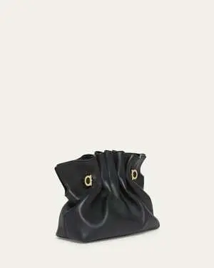 FERRAGAMO Small Gancio Piercing Shoulder Bag - Nero