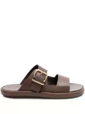 TOD'S Leather Slides - Brown