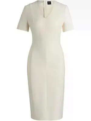 BOSS V-neck Midi Dress - White