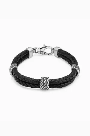 ORADINA Voyager Station Leather Bracelet - Silver