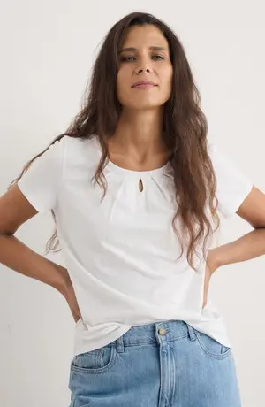 SEASALT CORNWALL Appletree Keyhole T-shirt - Salt