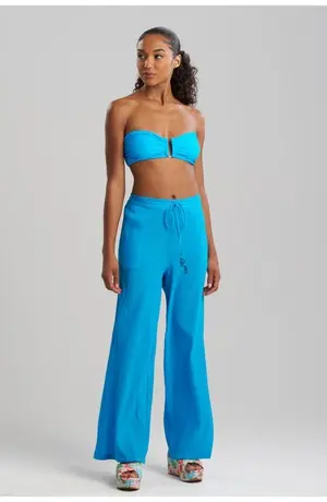 Natori Cotton Gauze Pants With Tassels - Blue