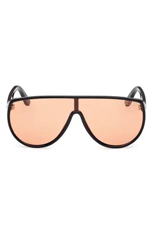 TOM FORD Achilles Shield Sunglasses - Black/t Logo/terracotta