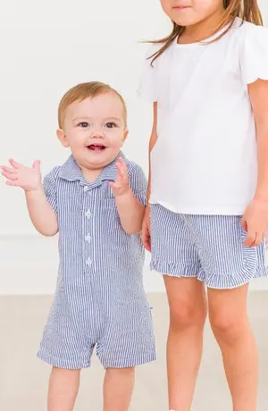 RUGGEDBUTTS Classic Seersucker Cotton Romper