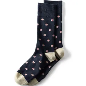 LANDS' END Patterned Crew Socks - Baseball/navy Heather