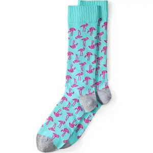 LANDS' END Patterned Crew Socks Flamingo