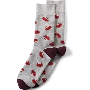 LANDS' END Patterned Crew Socks - Football/gray Heather
