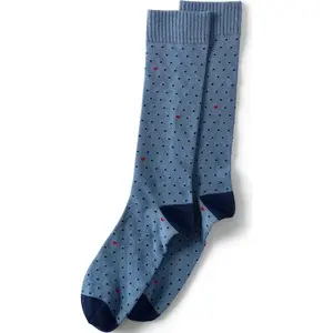 LANDS' END Patterned Crew Socks - Pale Slate Blue Hearts