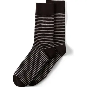 LANDS' END Patterned Crew Socks - Rich Coffee Stripe