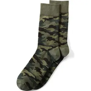 LANDS' END Patterned Crew Socks - River Stone Green Camo