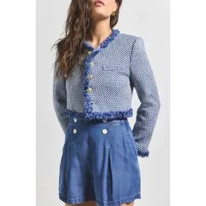 Derek Lam 10 Crosby Asuka Cropped Tweed Jacket - Indigo Multi