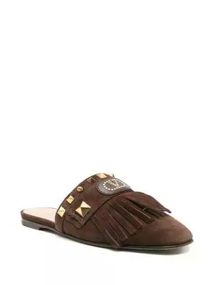 Valentino Garavani Vlogo Suede Mules - Brown