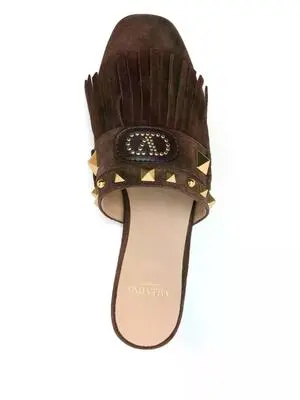 Valentino Garavani Vlogo Suede Mules - Brown