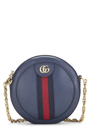 Gucci Leather Ophidia Round Shoulder Bag - Navy