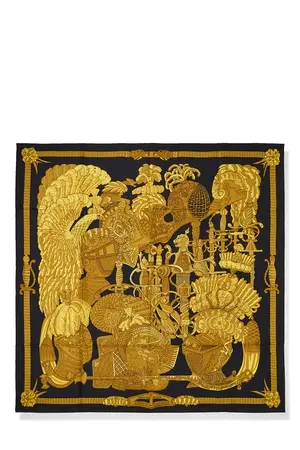 Hermès Multicolor 'armets En Panache' Silk Scarf 90 - Black