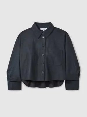 REISS Lenny Cropped Flannel Shirt