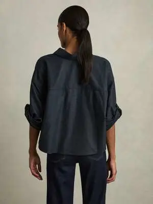REISS Lenny Cropped Flannel Shirt