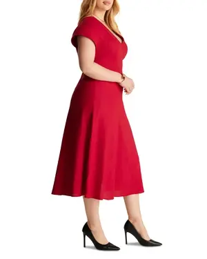 ESTELLE Aubrey V-neck Midi Dress - Red