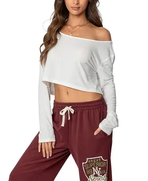 EDIKTED Cropped Off-the-shoulder Top - White