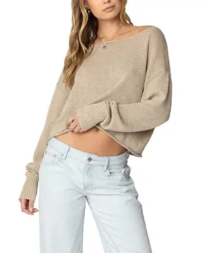 EDIKTED Aviv Wide Neck Oversized Sweater