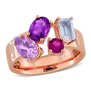 JULIANNA B. Julianna B. Gemstone Sterling Silver Ring Amethyst/rose-plated