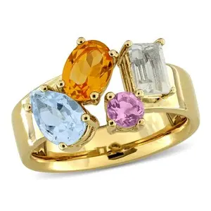 JULIANNA B. Gemstone Sterling Silver Ring - Citrine/yellow-plated