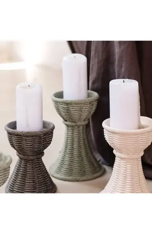 VIETRI Casa Larger Candlestick - Dark Grey