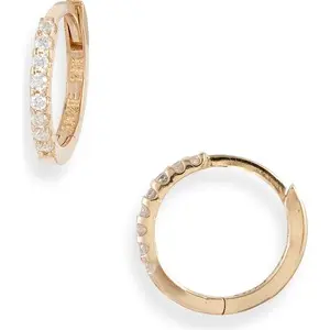 Anzie Anzie Mini Classique Diamond Pavé Huggie Hoop Earrings Gold/diamond
