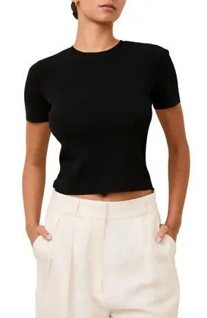 Solid & Striped The Riada Crop Knit Top - Noir