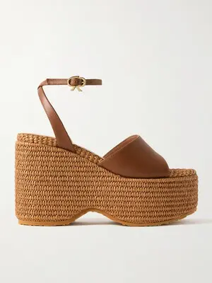 GIANVITO ROSSI Thalia 100 Leather Platform Wedge Sandals