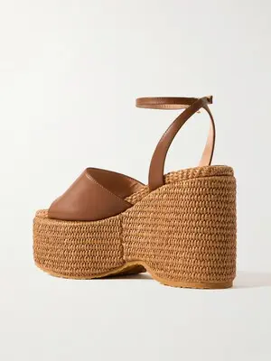 GIANVITO ROSSI Thalia 100 Leather Platform Wedge Sandals