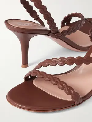 GIANVITO ROSSI 80 Leather Slingback Sandals - Brown