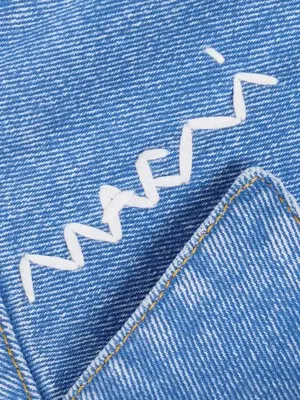 Marni Embroidered Frayed Denim Shirt