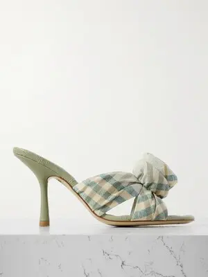 Burberry Checked Stretch-linen Mules - Neutrals