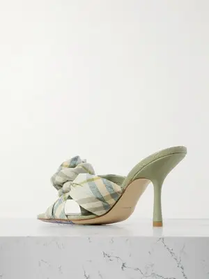 Burberry Checked Stretch-linen Mules - Neutrals