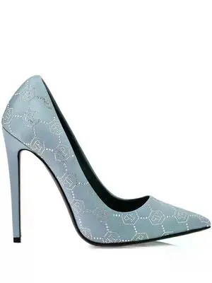 Philipp Plein Monogram Embellished Satin Pumps - Blue