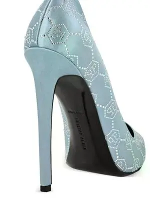 Philipp Plein Monogram Embellished Satin Pumps - Blue