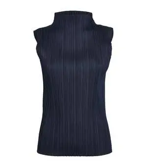 Issey Miyake Sleeveless High Neck Top - Navy
