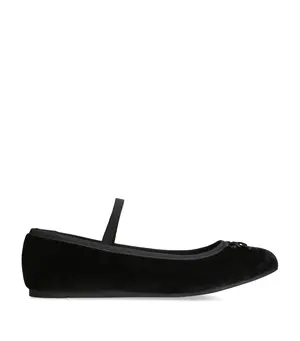 PAPOUELLI Velvet Ballet Flats - Black