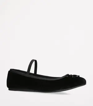 PAPOUELLI Velvet Ballet Flats - Black