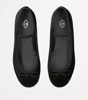PAPOUELLI Velvet Ballet Flats - Black