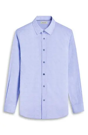 Bugatchi Julian Geometric Jacquard Stretch Cotton Button-up Shirt - Sky
