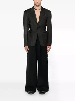 MUGLER Pinstriped Lace-up Blazer