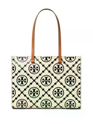 Tory Burch T Monogram Contrast Tote - Black