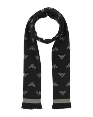 Emporio Armani Man Scarf Navy Size - Wool Black