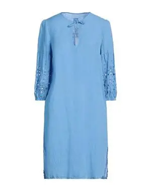 120% Lino Round Neck Day Dresses