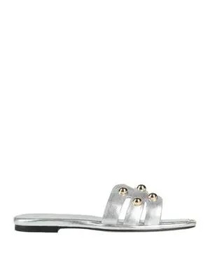 Maje Glossed-leather Sandals - Silver
