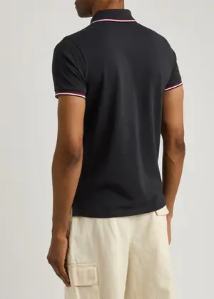 Moncler Logo-appliquéd Piqué Cotton Polo Shirt - Navy