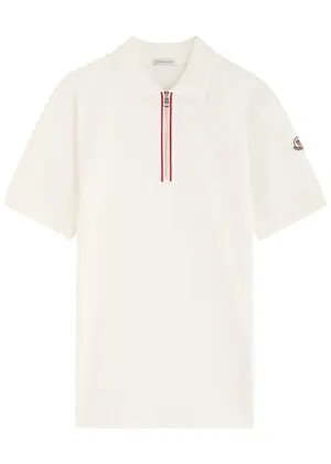 Moncler Half-zip Piqué Cotton Shirt - White