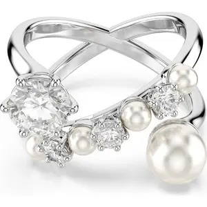 SWAROVSKI Matrix Ring With Cubic Zirconia And Pearl - White Gold